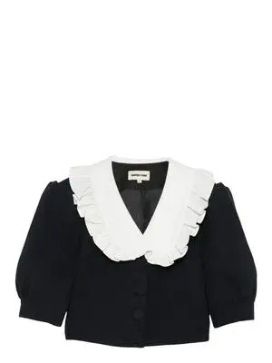 SHUSHU/TONG Ruffled-collar Cropped Jacket Blue