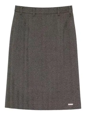 BONBOM Herringbone-pattern Skirt - Grey