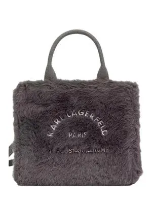 Karl Lagerfeld Logo-embroidered Faux-fur Tote Bag - Grey