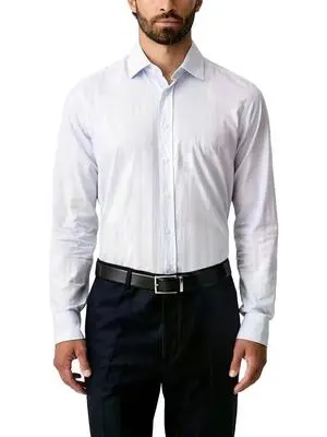 Karl Lagerfeld Vertical-stripe Logo-embroidered Shirt - Blue