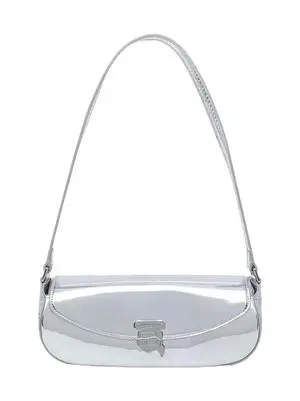 Karl Lagerfeld Metallic-effect Logo-plaque Shoulder Bag Silver