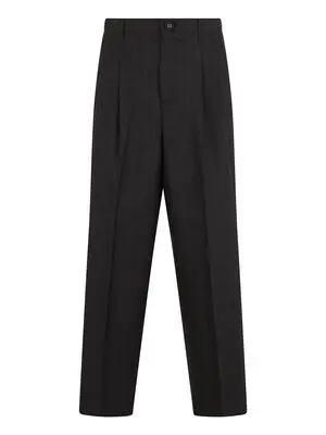 AMI Paris Lightweight Wool Trousers With Wide Leg And High Waist - Grey