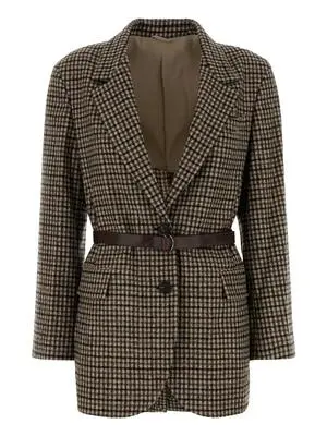 Brunello Cucinelli Embroidered Wool-blend Blazer - Checked