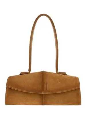 JIL SANDER Jil Sander Biscuit Suede Mini Linea Shoulder Handbag Camel