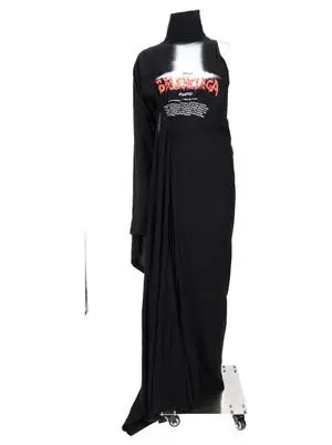 Balenciaga Door Draped Cotton Gown - Black
