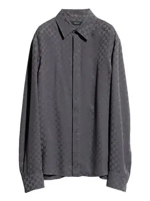 Gucci Gg Silk Jacquard Shirt, Grey Grey