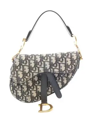 Dior 1990-2010 Mini Oblique Canvas Saddle Bag Satchel - Blue