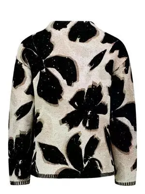 BETTY BARCLAY Floral-print Sequin-embellished Sweater - Neutrals