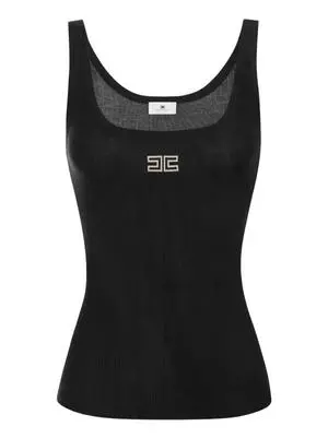 Elisabetta Franchi Ribbed Knit Tank Top - Black