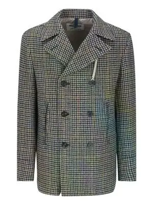 CAMPLIN Houndstooth Double-breasted Coat - Neutrals