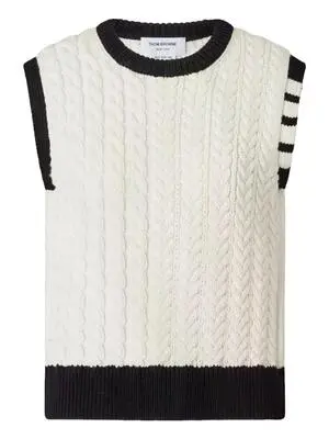 Thom Browne Merino-wool Aran-cable Shell Top Neutrals