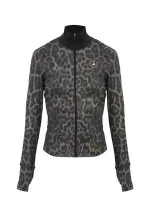 Adidas By Stella McCartney X Stella Mccartney Leopard-print Zip-up Track Jacket Grey