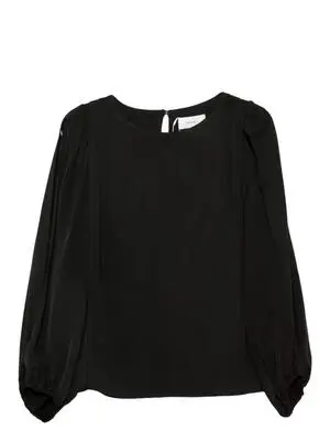MEIMEIJ Slit-sleeve Pleated Top - Black