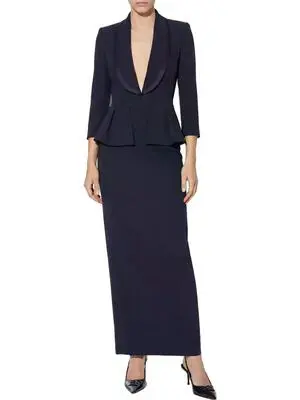 Elisabetta Franchi Red Carpet Dress In Lightweight Crêpe And Satin Fabrics - Blue