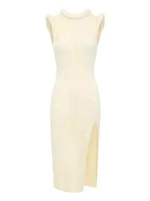 Elisabetta Franchi Knit Dress With 3d Details - Neutrals