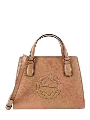 Gucci Soho Convertible Top Handle Leather Small Satchel - Neutrals