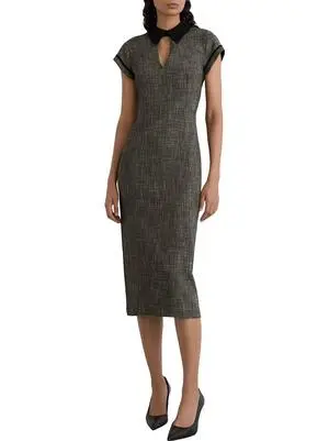 REISS Ava Keyhole Sheath Dress - Grey