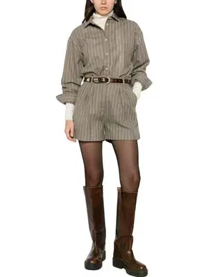 MC2 SAINT BARTH Pinstripe-pattern Pleated Shorts - Grey