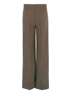 SA SU PHI Checked Wool Trousers - Brown