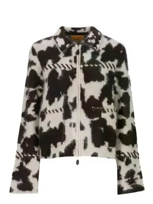 Guest In Residence Cow-print Whipstitch-trim Jacket - Neutrals