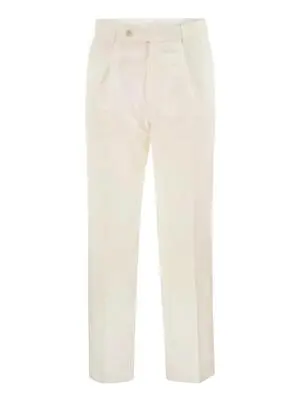 BOSS Tapered-fit Trousers In Italian Corduroy Fabric - Neutrals