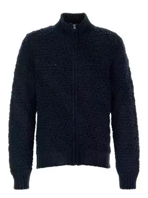 Canali Cable-knit Zip-up Cardigan - Blue