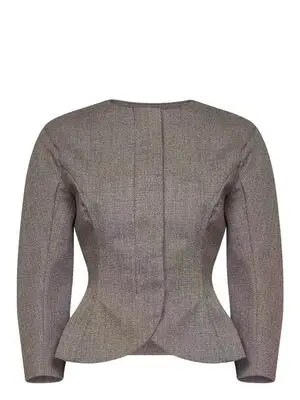 Jacquemus Peplum-hem Crew-neck Jacket - Brown