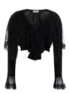 Blumarine Lace-trimmed Ruffled Cardigan - Black