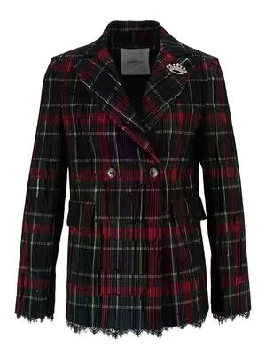 SHIRTAPORTER Tartan Lace-trim Blazer - Blue