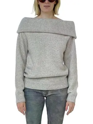 Frenckenberger Off-shoulder Marl Sweater - Grey