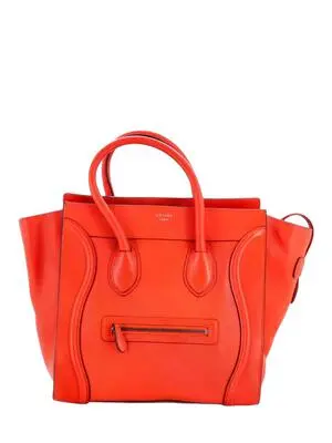 Celine Luggage Bag Grainy Leather Mini Tote Bag - Red