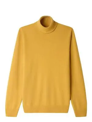 Sandro Roll-neck Long-sleeve Cashmere Jumper - Mustard