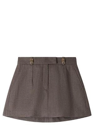 Sandro Tailored Brand-embellished Wool Skort - Greige