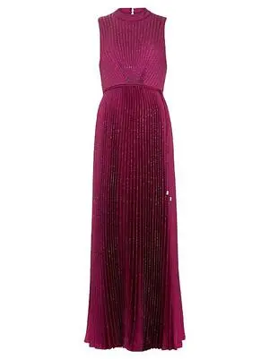 PHASE EIGHT Simara Pleated Woven Maxi Dress - Fuchsia