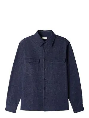 Sandro Flannel Long-sleeve Cotton Shirt - Blue