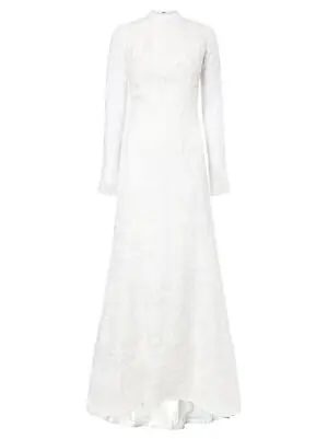 MARC LEBIHAN Floral Embellished Lace Gown 10