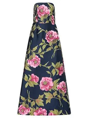 Carolina Herrera Aline Strapless Woven Gown - Midnight Multi