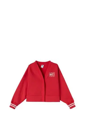 Nike Phoenix Fleece Over Oversized Graphic Cardigan Asia Sizing - Red