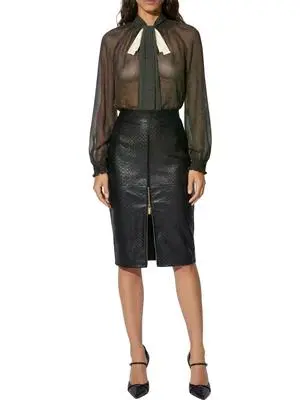 Elisabetta Franchi Crepon Blouse With Micro-polka Dot Print - Black