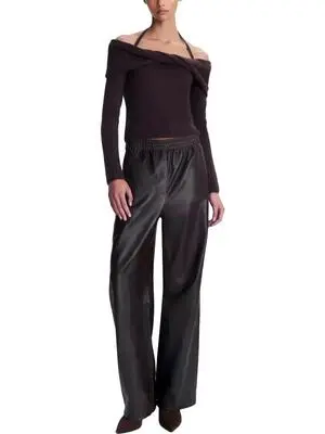 Simkhai Cambria Off-shoulder Twisted-front Top Brown