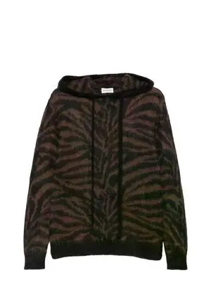 P.a.r.o.s.h Lamu Zebra-print Brushed Hoodie - Brown