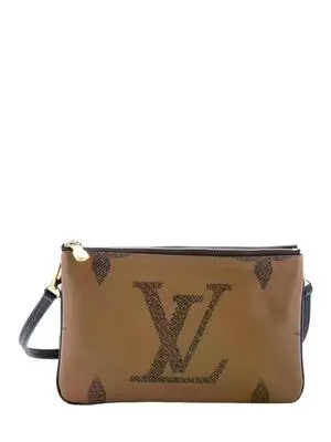 LOUIS VUITTON Double Zip Pochette Reverse Monogram Giant Clutch Bag - Brown