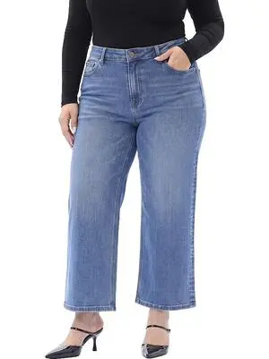 BAYEAS Plus Mid Rise Straight Denim Jeans Stretch Comfortable - Aether