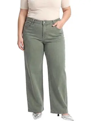 BAYEAS Plus Mid Rise Wide Leg Denim Jeans Stretch Comfortable - Initia