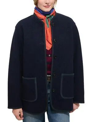 ALEX MILL Cambridge Wool Collarless Jacket - Navy