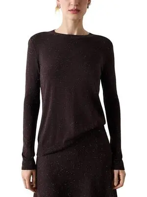 Whistles Annie Sparkle Crewneck Sweater - Brown