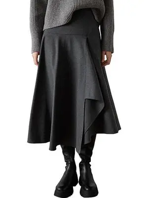 Whistles Draped Asymmetric Midi Skirt - Grey