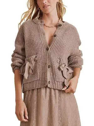 Splendid Selena Satin Tie Cardigan - Heather Java