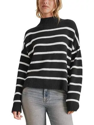 Splendid Nora Stripe Turtleneck Sweater - Black/shell