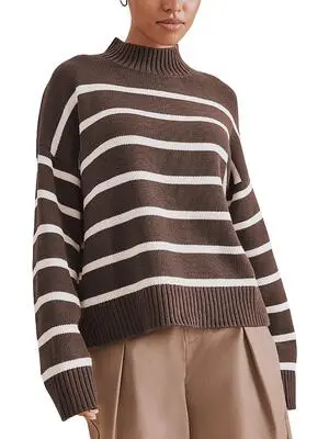 Splendid Nora Stripe Turtleneck Sweater - Java/shell